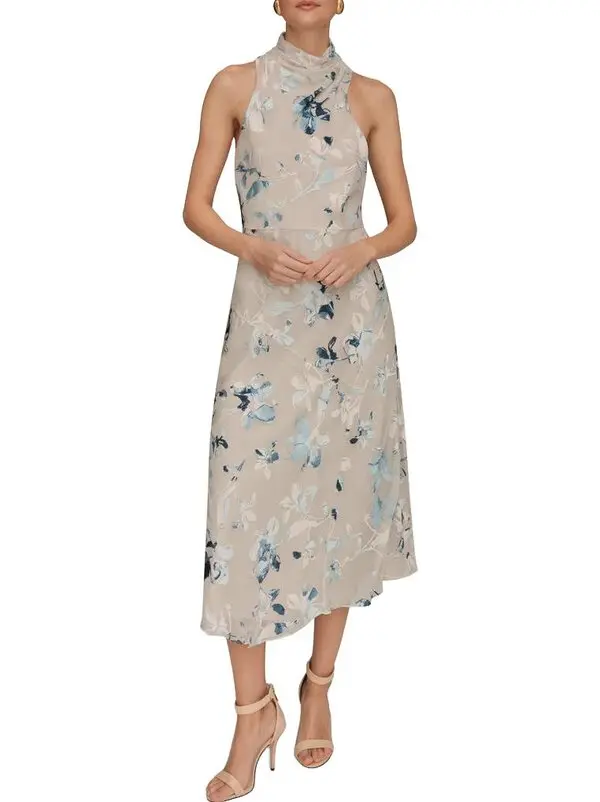 Donna Karan New York Floral Burnout Maxi Dress - Sea Mist Multi