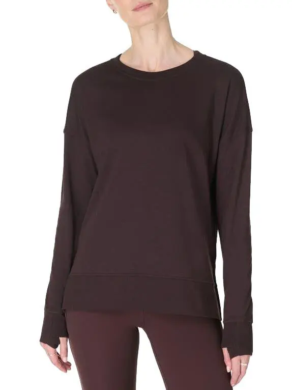 Sweaty Betty After Class Stripe Longline Sweatshirt - Sable Brown