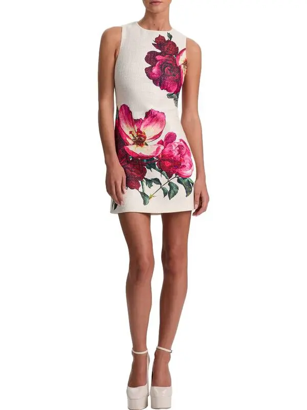 Alice + Olivia Floral Tweed Mini Dress - Empress Bloom Off White