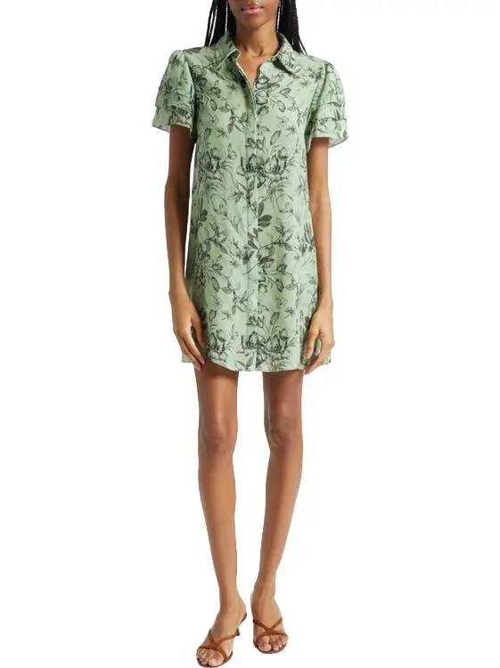 Alice + Olivia Floral Print Shirtdress - Mystic Garden Sage