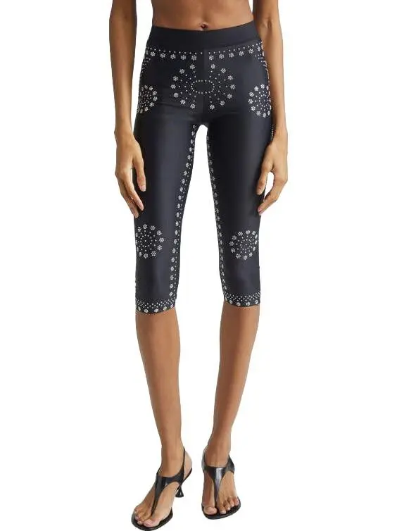 Coperni Mantra Print Cycling Capri Leggings - Black Blk