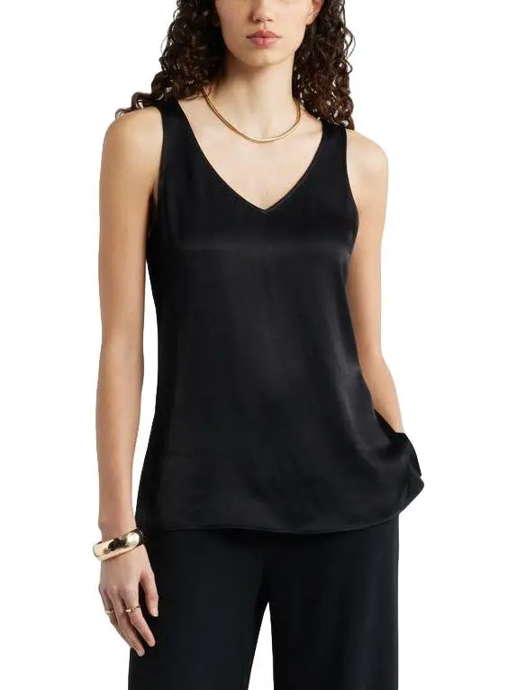 Nordstrom Satin Shell Top - Black