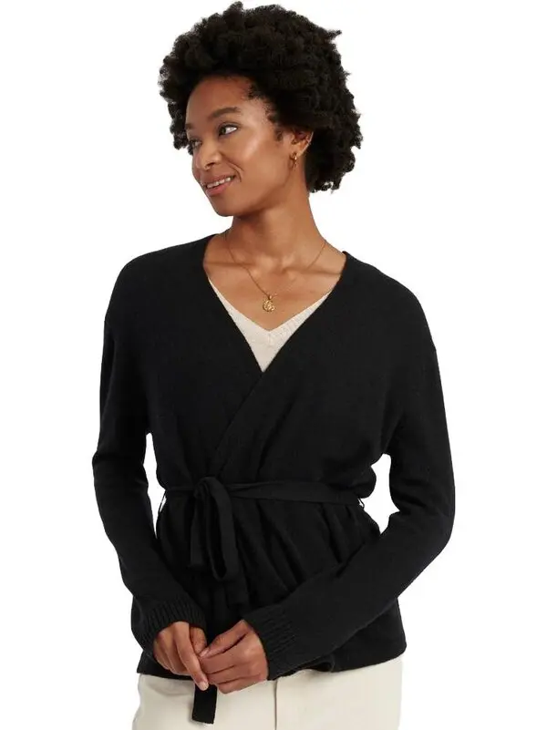 Chinti & Parker Lightweight Wool-cashmere Wrap Cardigan - Black