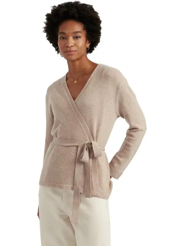 Chinti & Parker Lightweight Wool-cashmere Wrap Cardigan - Soft Oat