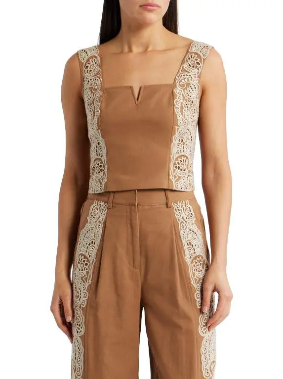 CIEBON Inah Embroidered Tank - Brown/cream