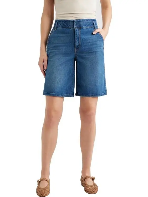 Wit & Wisdom High-waist Denim Shorts - Blue