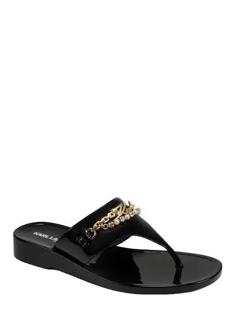 Karl Lagerfeld Paris Vesperina Embellished Flip Flop - Black
