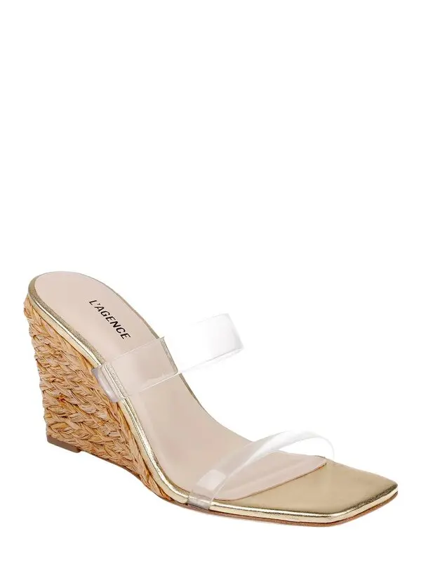 L'Agence Farrell Espadrille Wedge Slide Sandal - Gold