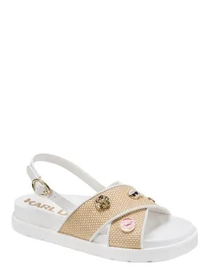 Karl Lagerfeld Paris Harlan Embellished Slingback Sandal - Natural/bright White