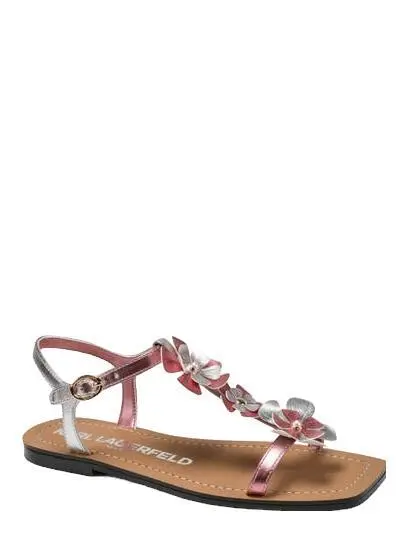 Karl Lagerfeld Paris Margate Flower Embellished Sandal - Pink