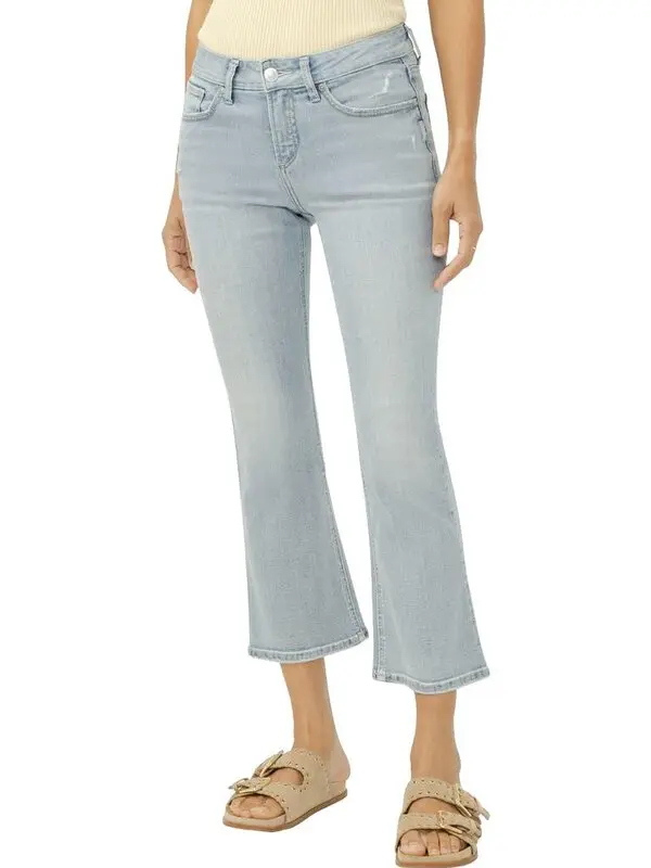 SILVER JEANS CO. Suki Curvy Raw Hem Kick Flare Jeans - Bass Rock