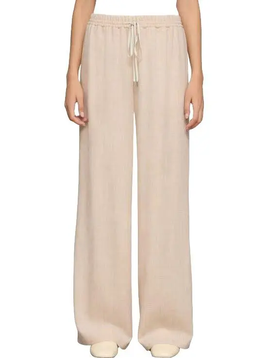 Lafayette 148 New York Wool & Silk Wide-leg Pants - Taupe Melange