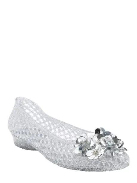 Jeffrey Campbell Whimzy Jelly Flat - Silver Glitter Silver