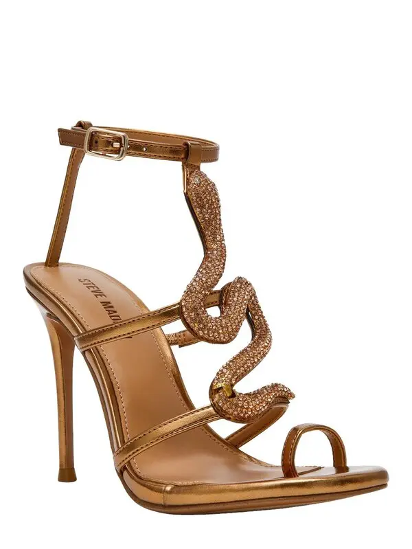 Steve Madden Python Crystal Snake Ankle Strap Sandal - Bronze