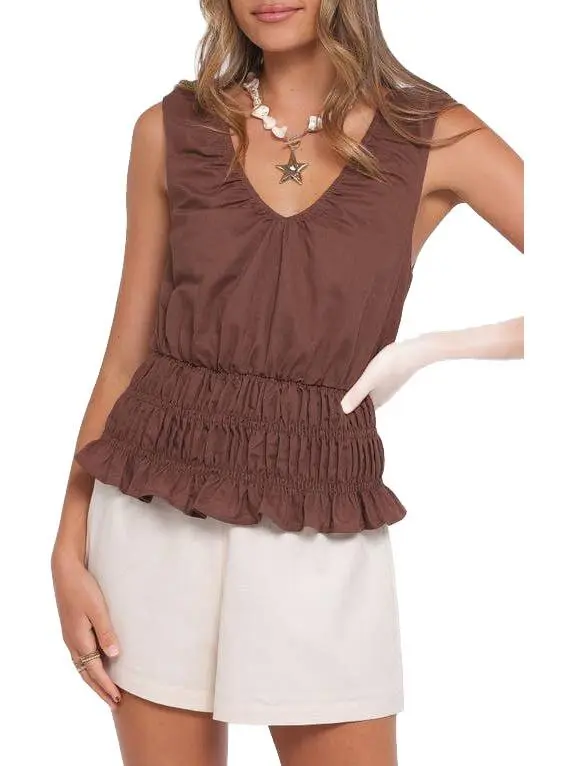PETAL & PUP Lucilla Shirred Top - Chocolate