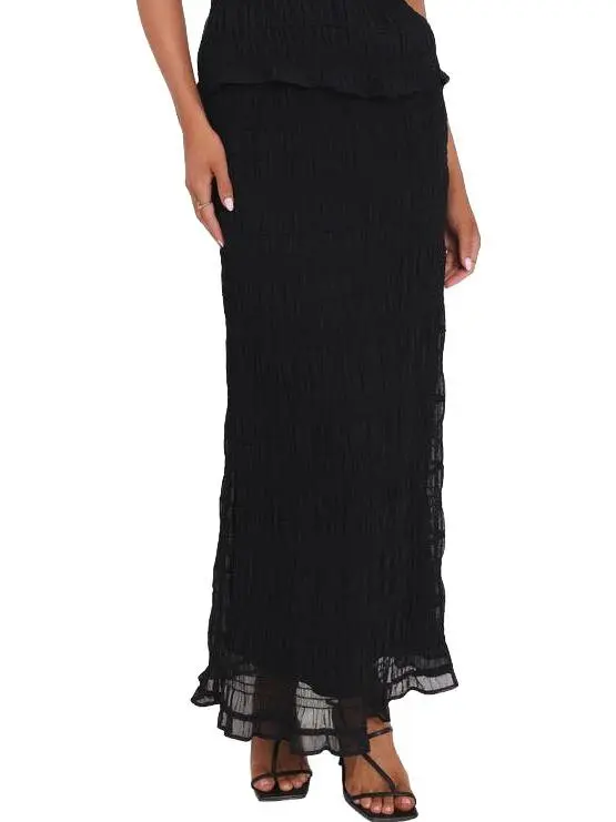 PETAL & PUP Shirred Maxi Skirt - Black