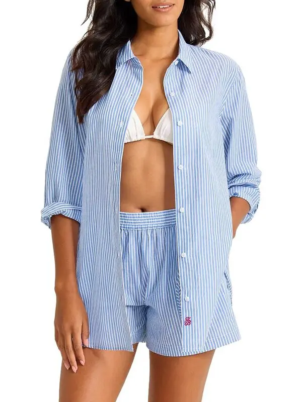 Tommy Bahama Striped Cotton Button-up Shirt - Victoria Blue