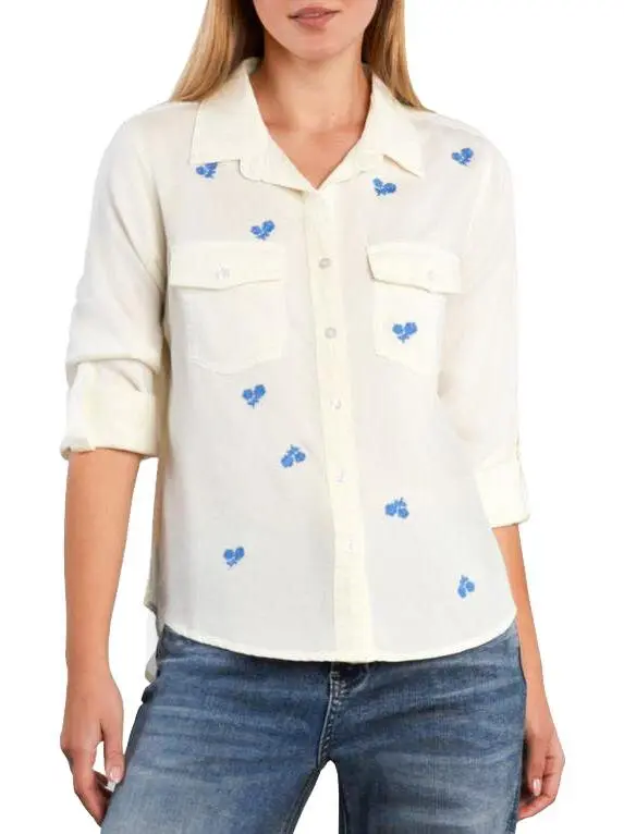 BILLY T Embroidered Button-up Shirt - White Lily