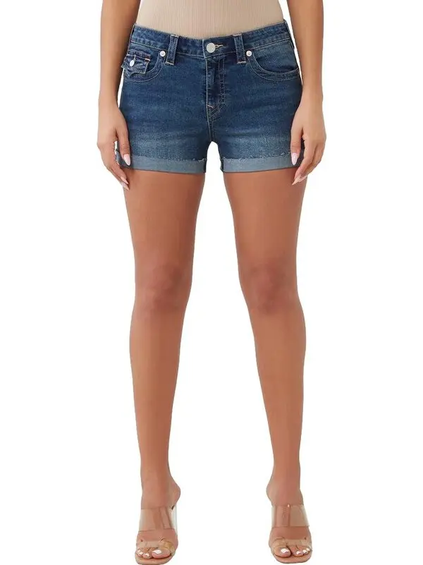True Religion Cuffed Denim Shorts - Persian Gulf