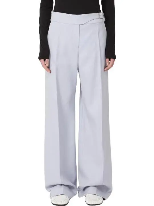 Sportmax Salita Cotton Blend Twill Wide Leg Pants - Medium Grey