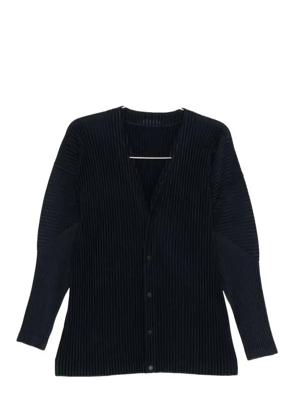 Issey Miyake Pleated V-neck Cardigan - Blue