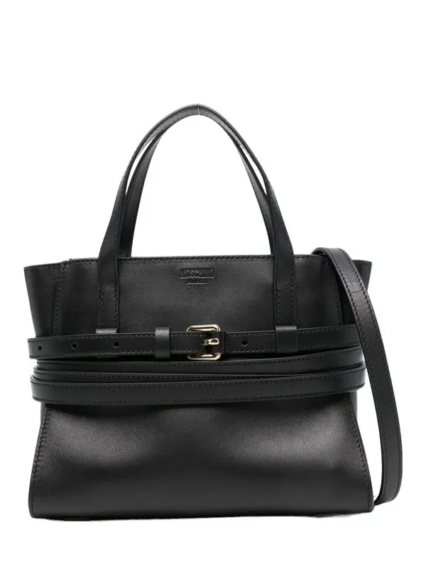 Moschino Tie Me Small Leather Handbag - Black