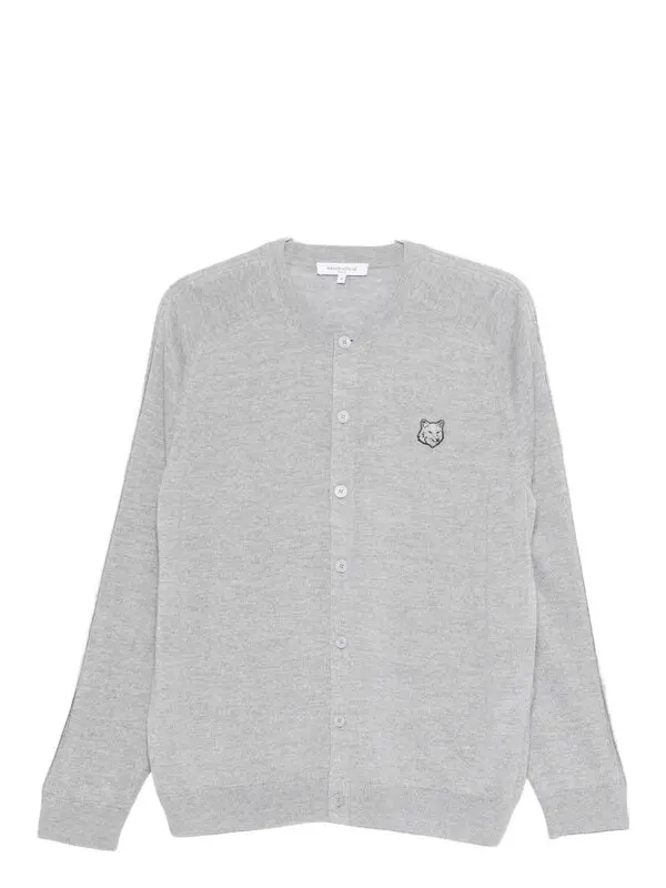 Maison Kitsuné Fox Head Wool Cardigan - Grey