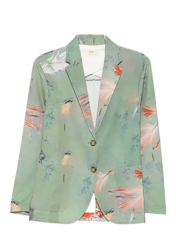SISSIOTTOSTYLE Printed Single-breasted Blazer Jacket - Green