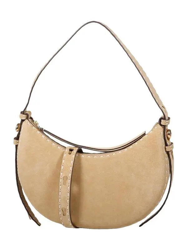 Tory Burch Romy Half Moon Leather Shoulder Bag - Beige