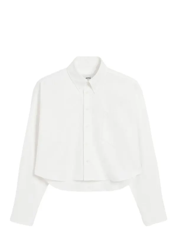 Ami Cotton Cropped Shirt - White