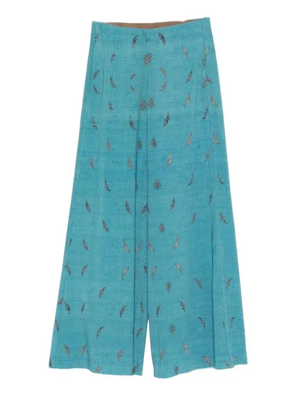 PIERRE-LOUIS MASCIA Printed Silk Trousers - Sky Blue