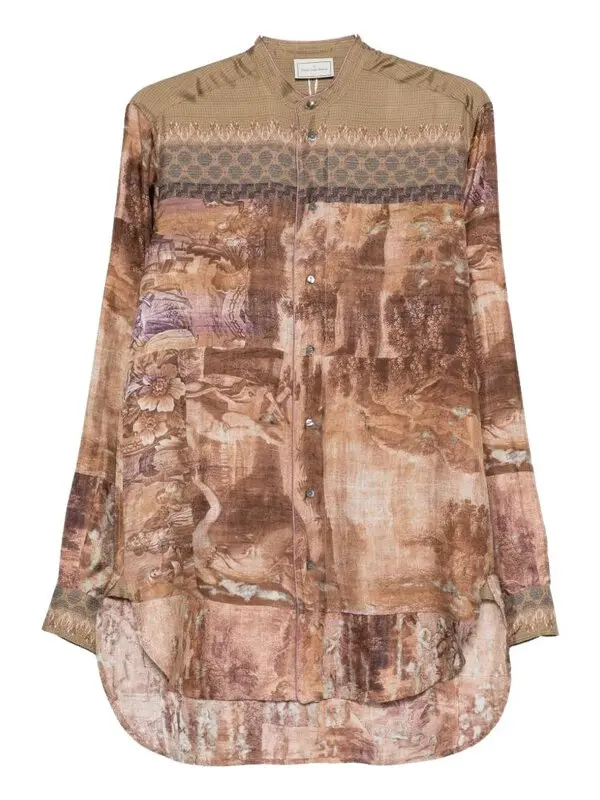 PIERRE-LOUIS MASCIA Printed Silk Shirt - Green