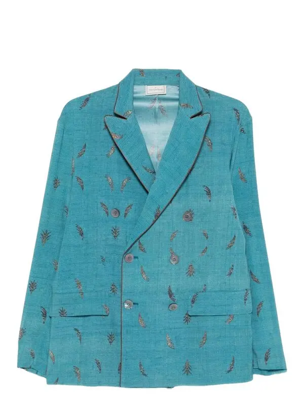 PIERRE-LOUIS MASCIA Printed Silk Jacket - Sky Blue