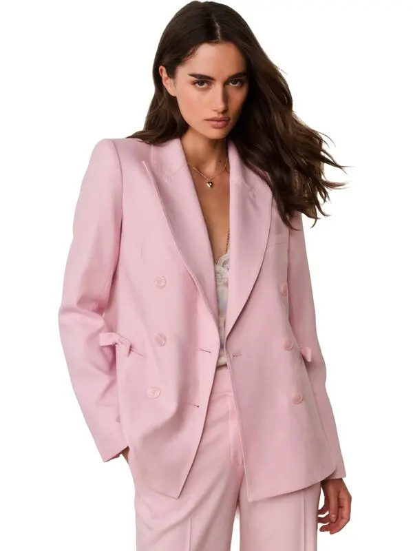 LoveShackFancy Gillian Linen-cotton Bow Blazer - Babe Pink