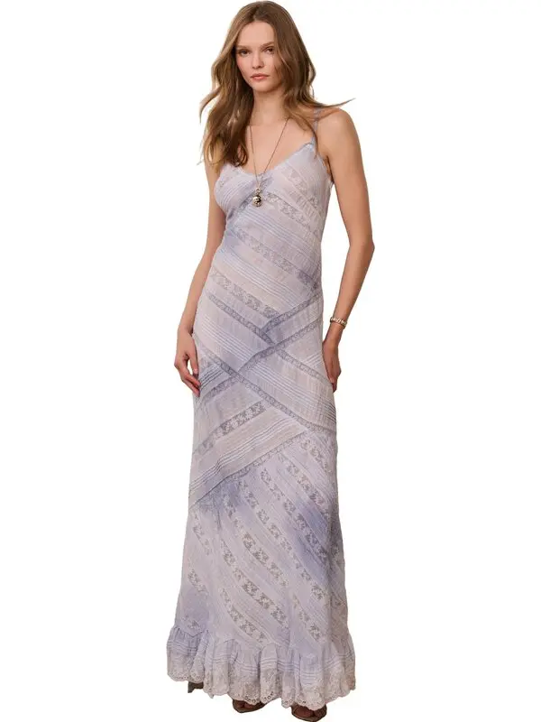 LoveShackFancy Eirene Hand-dyed Cotton Maxi Dress - Indigo Ice