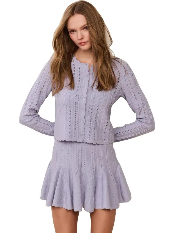 LoveShackFancy Peridot Pointelle Knit Cardigan - Moonwash