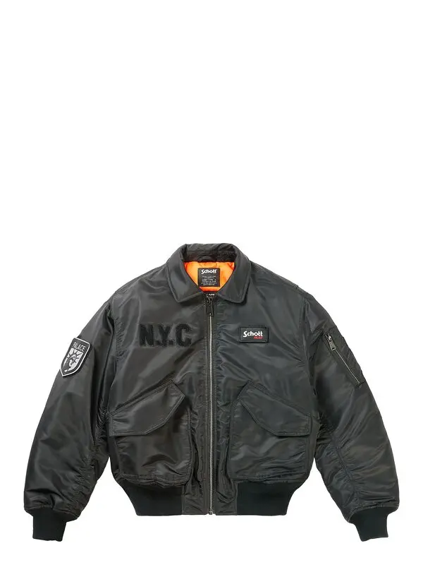 PALACE X Schott Cwu 90's Fit Bomber Jacket - Black