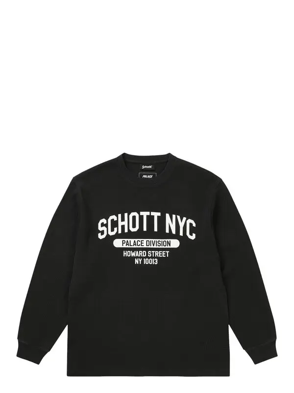 PALACE X Schott Waffle Long-sleeve - Black