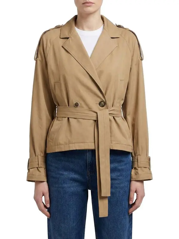 Pinko Short Double-breasted Trench Coat - Beige