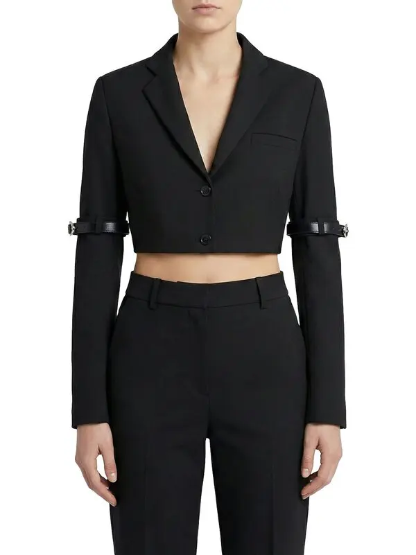 Coperni Cropped Virgin Wool Blazer - Black