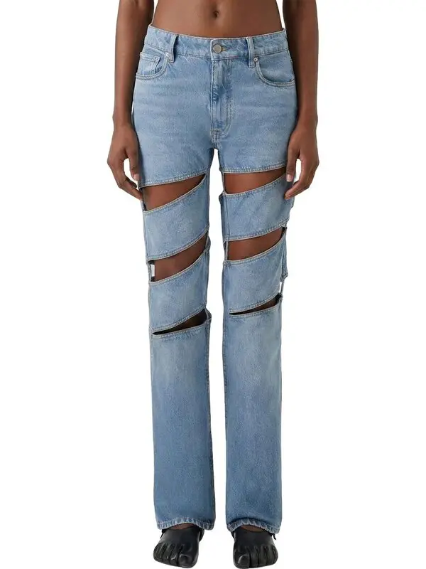 Coperni Spiral Cutout Denim Jeans - Blue