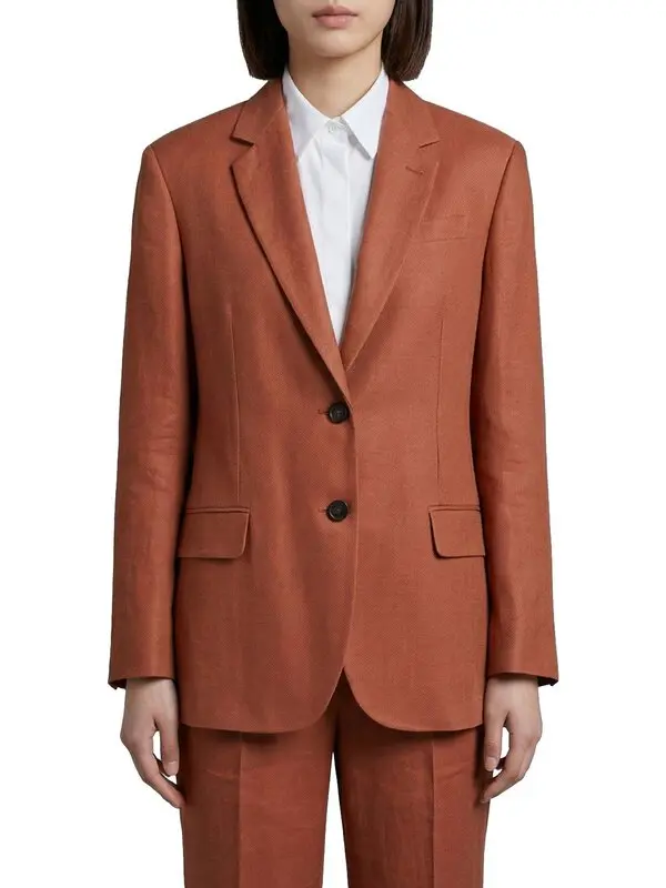 Brunello Cucinelli Linen Single-breasted Blazer - Orange