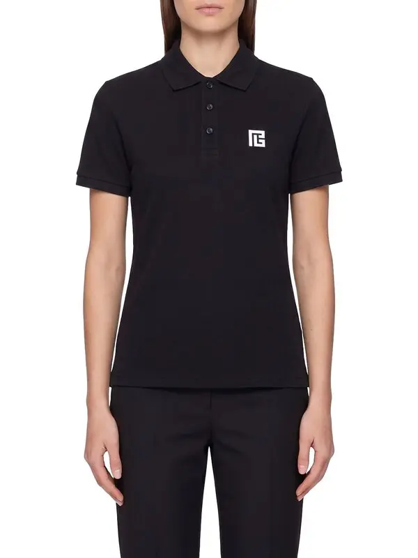 Balmain Logo Polo Shirt - Black