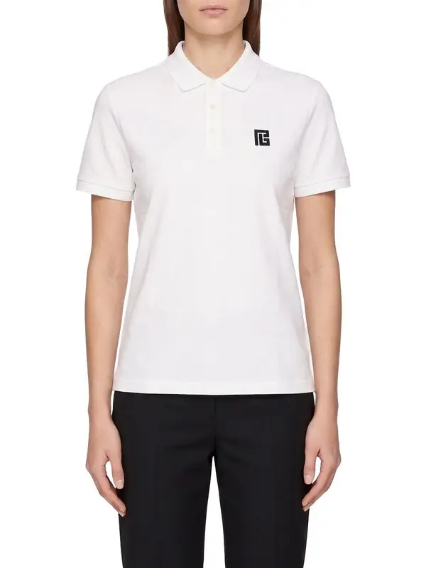 Balmain Logo Polo Shirt - White