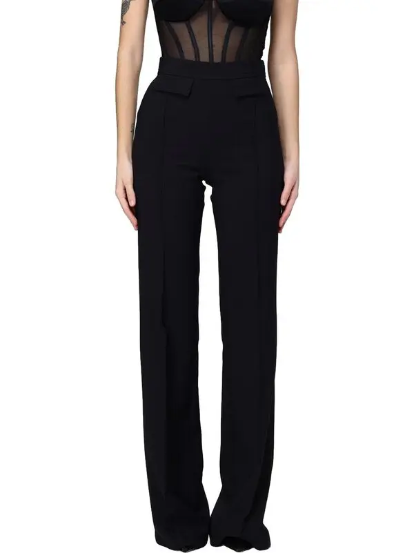 Elisabetta Franchi High-waisted Crêpe Trousers - Black