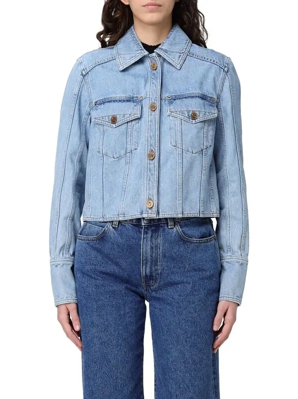 Balmain Cropped Denim Jacket - Blue