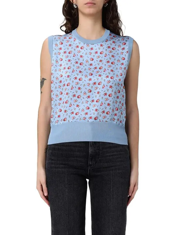 Dolce & Gabbana Sleeveless Silk Top With Floral Print - Blue