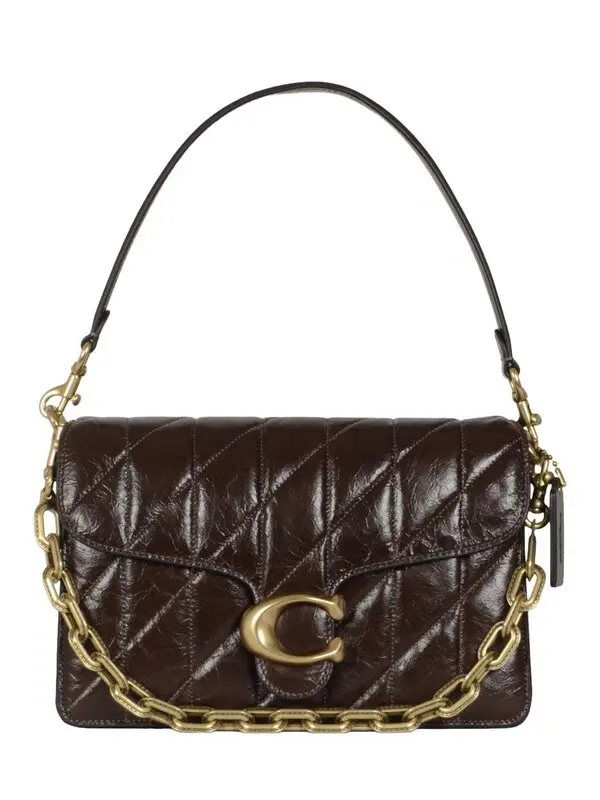 COACH Quilted Handbag With Chain Strap - Brown