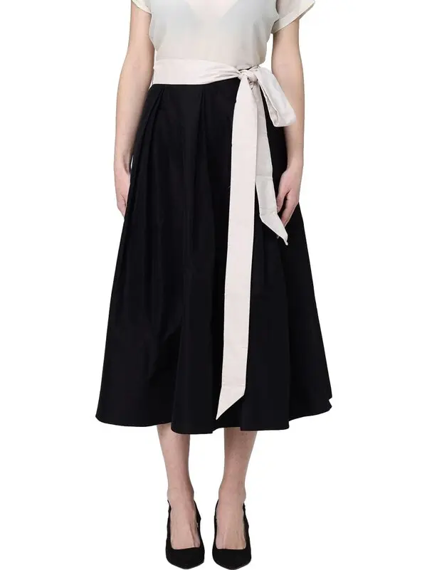 Max Mara Cotton Blend Twill Midi Skirt - Black