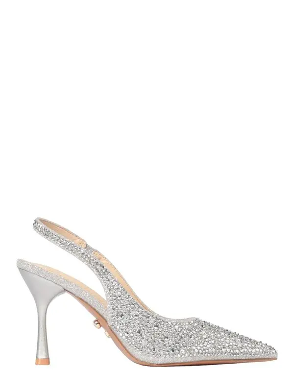 TWENTY FOURHAITCH Pointed Toe Slingback High Heel - Silver